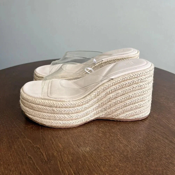 Zara | Shoes | Zara Transparent Vinyl Espadrille Jute Wedge Sandals ...